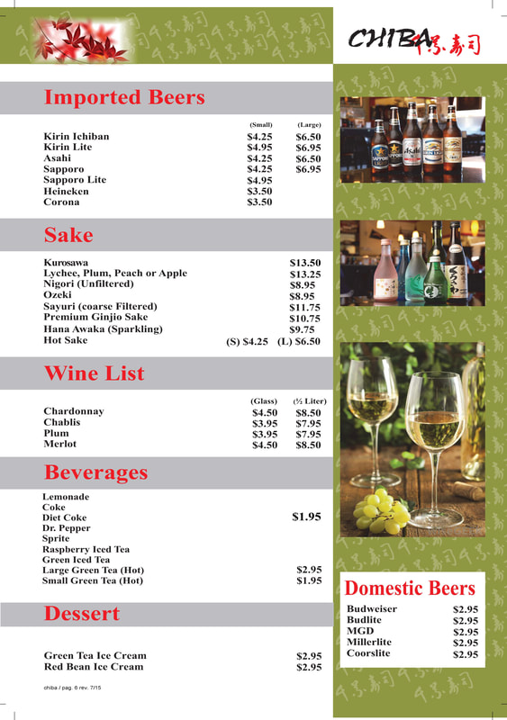 Menu - WELCOME TO CHIBA RESTAURANT